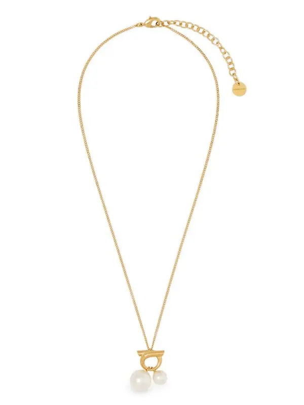 FERRAGAMO Double Pearl Necklace - Gold