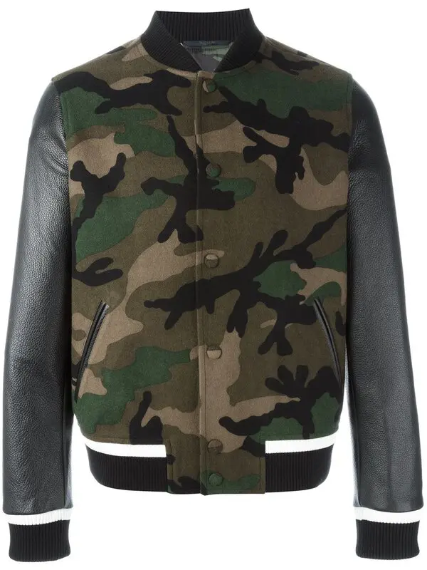 Valentino Garavani Rockstud Camouflage Bomber Jacket Black