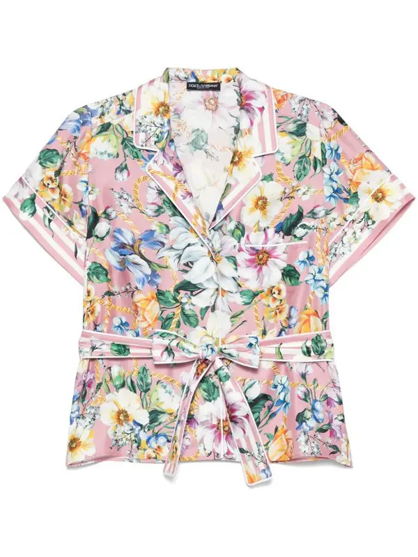 Dolce & Gabbana Floral-print Silk Shirt - Pink