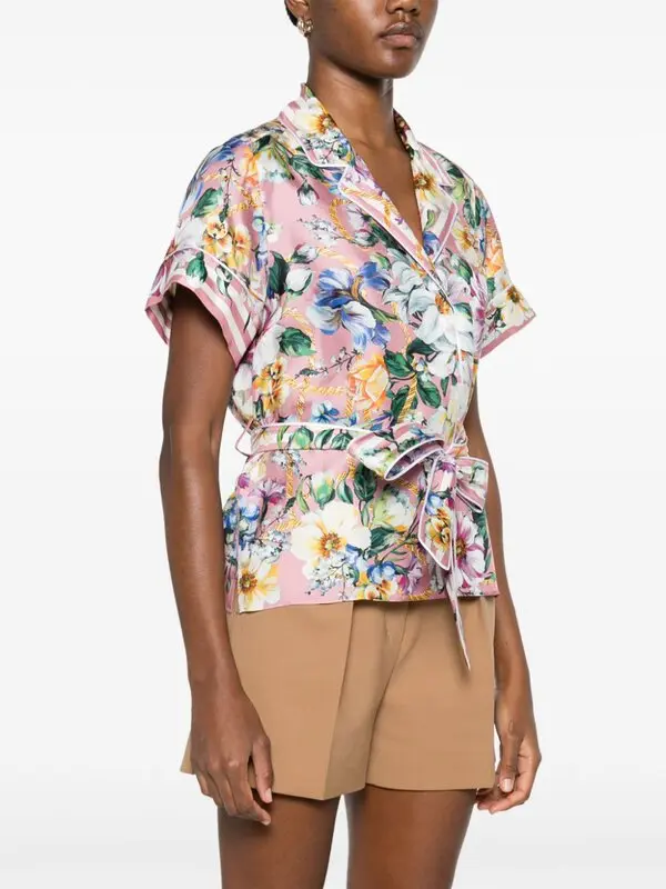 Dolce & Gabbana Floral-print Silk Shirt - Pink