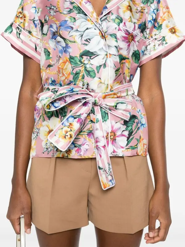 Dolce & Gabbana Floral-print Silk Shirt - Pink