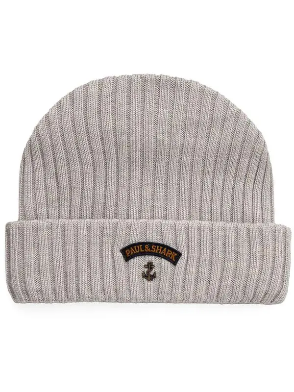 Paul & Shark Logo-appliqué Beanie - Grey