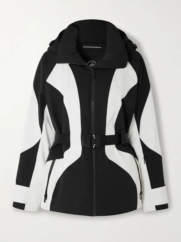 Fusalp Lexa Belted Hooded Two-tone Ski Jacket - Black