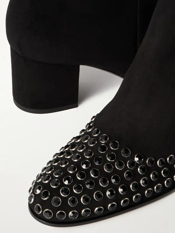 Alaïa Crystal-embellished Suede Ankle Boots
