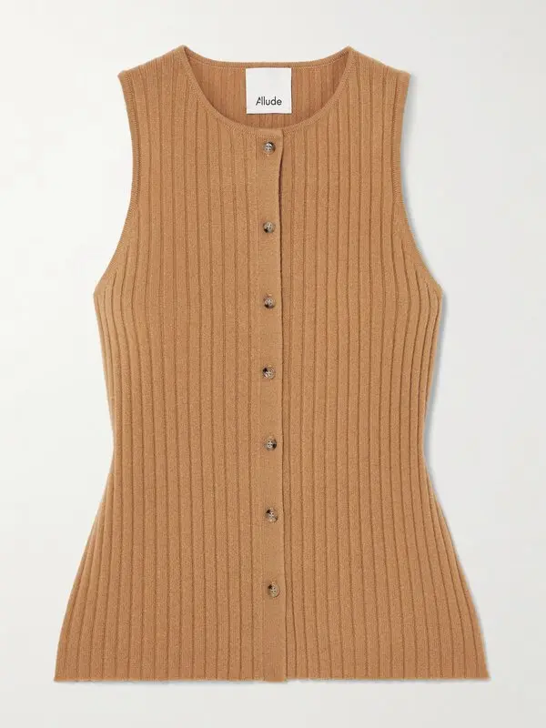 ALLUDE Ribbed Cashmere Vest