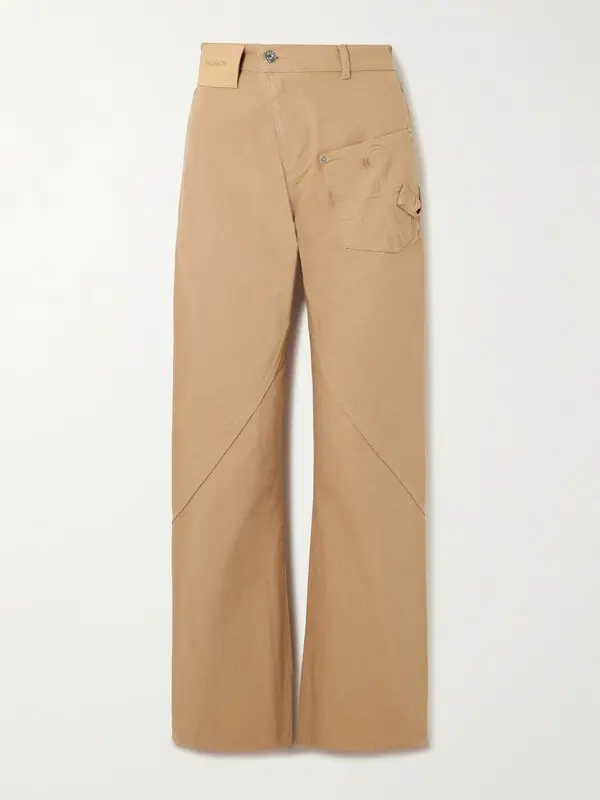 JW Anderson Twisted Embroidered Cotton-canvas Pants