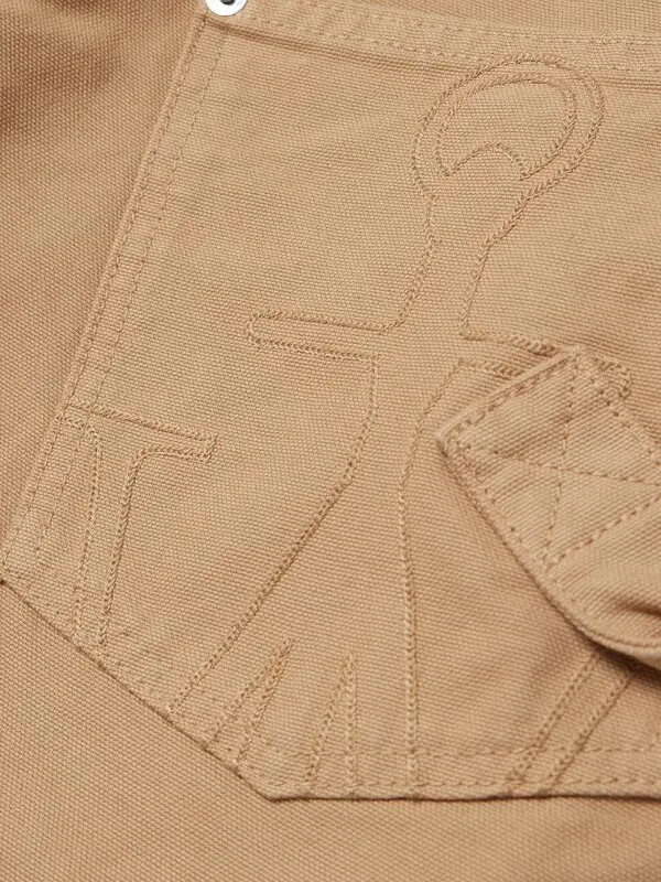 JW Anderson Twisted Embroidered Cotton-canvas Pants