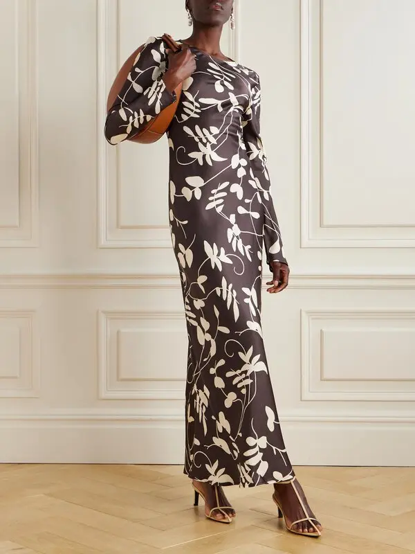 Faithfull The Brand Faroe Printed Satin Maxi Dress