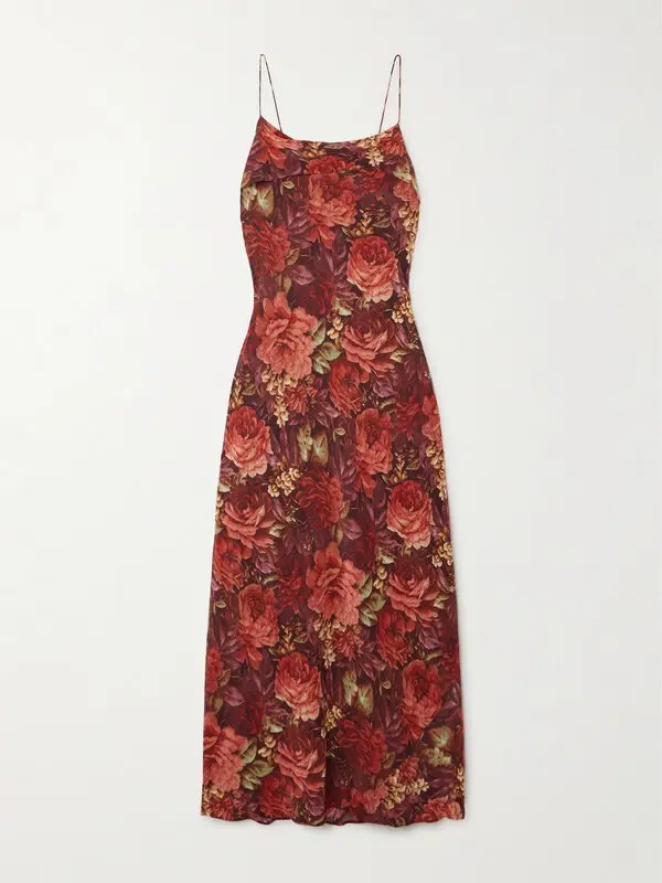 Faithfull The Brand Zelie Floral-print Silk Maxi Dress - Red