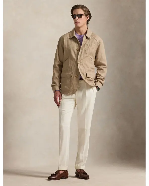 Polo Ralph Lauren Linen Herringbone Utility Jacket - Natural Herringbone