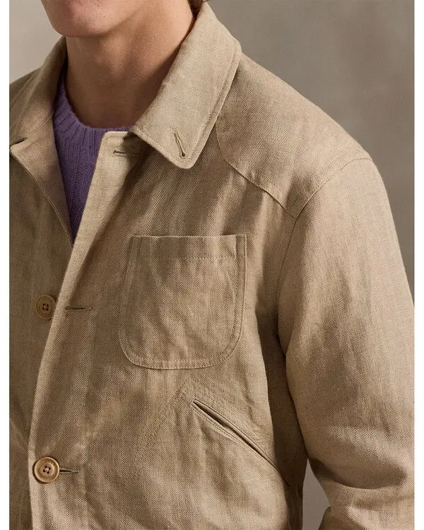 Polo Ralph Lauren Linen Herringbone Utility Jacket - Natural Herringbone