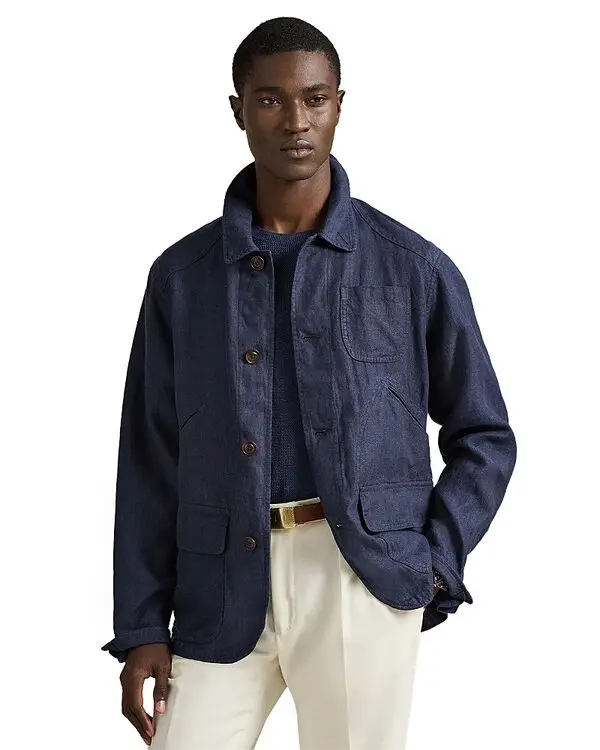 Polo Ralph Lauren Linen Herringbone Utility Jacket - Navy