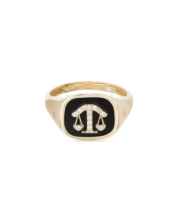 Adina Reyter 14k Yellow Diamond & Ceramic Zodiac Libra Signet Ring - Gold