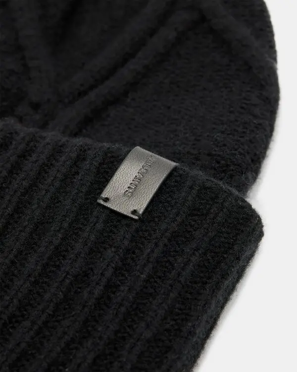 Allsaints Laurie Cable Knit Brushed Wool Beanie In Black  display picture 1