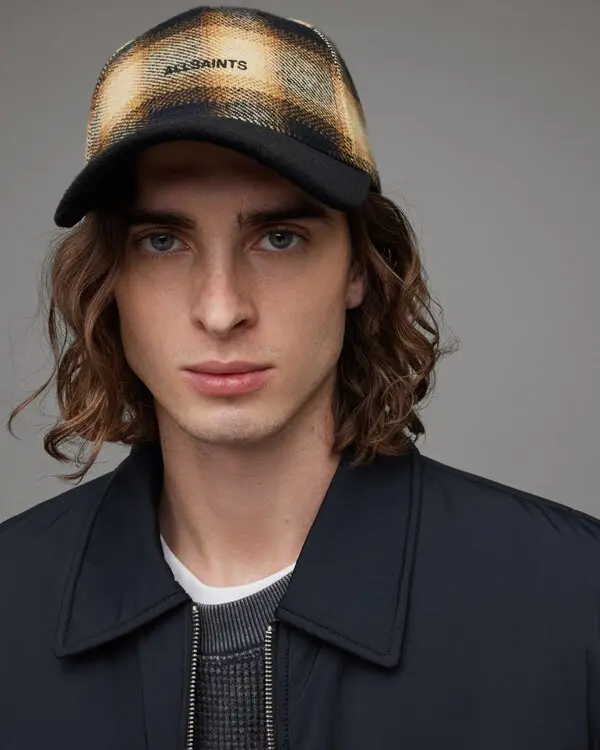 Allsaints Telesto Checked Baseball Cap In Brown - 51% Off  display picture 3