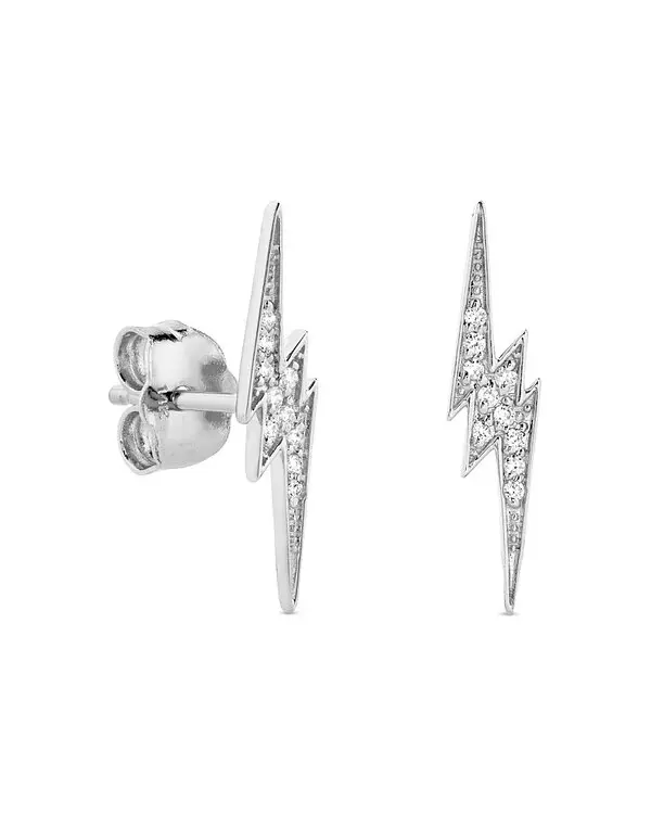 SYDNEY EVAN 14k Yellow Diamond Lightning Bolt Stud Earrings - Gold