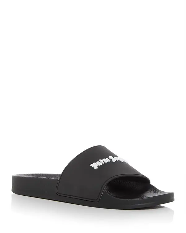 Palm Angels Classic Logo Pool Slides - Black/white