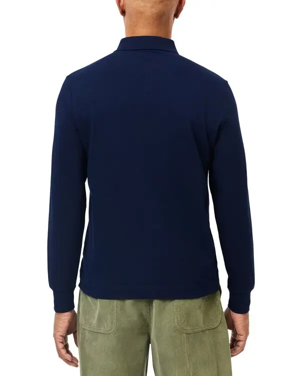 Lacoste Long Sleeve Ribbed Collar Polo Shirt - Navy
