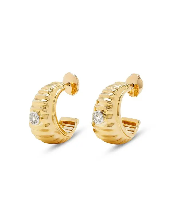 Yvonne Léon 9k And White Topaz Hoop Earrings - Gold