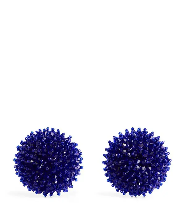 Carolina Herrera Beaded Dome Earrings - Blue