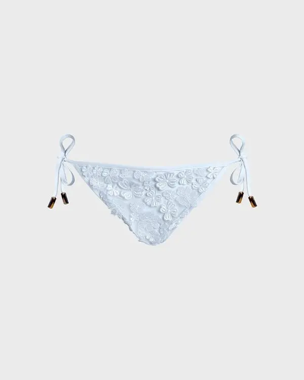 Vilebrequin Embroidered Guipure Florale Bikini Bottom - White