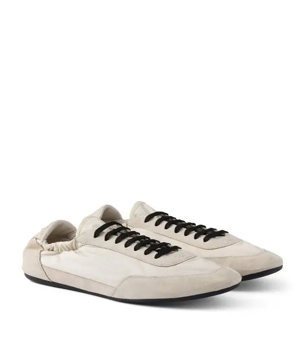 Prada Re-nylon And Suede Collapse Sneakers - Neutral