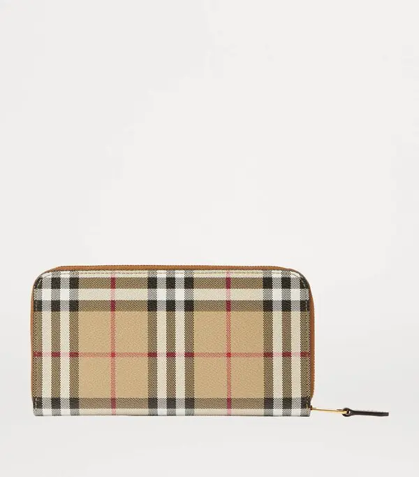 Burberry Check Zipped Wallet - Brown