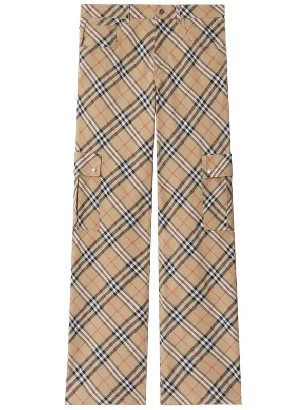Burberry Checked Cargo Pants - Neutrals
