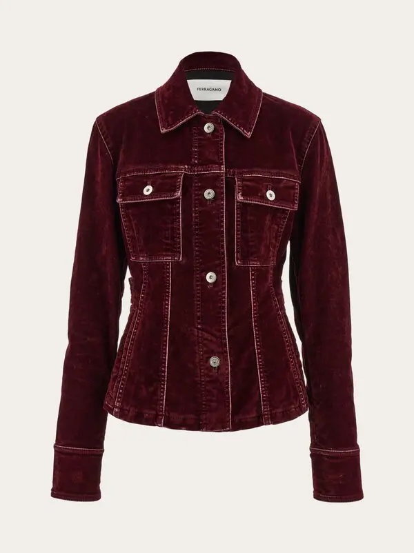 FERRAGAMO Flocked Cotton Trucker Jacket - Red