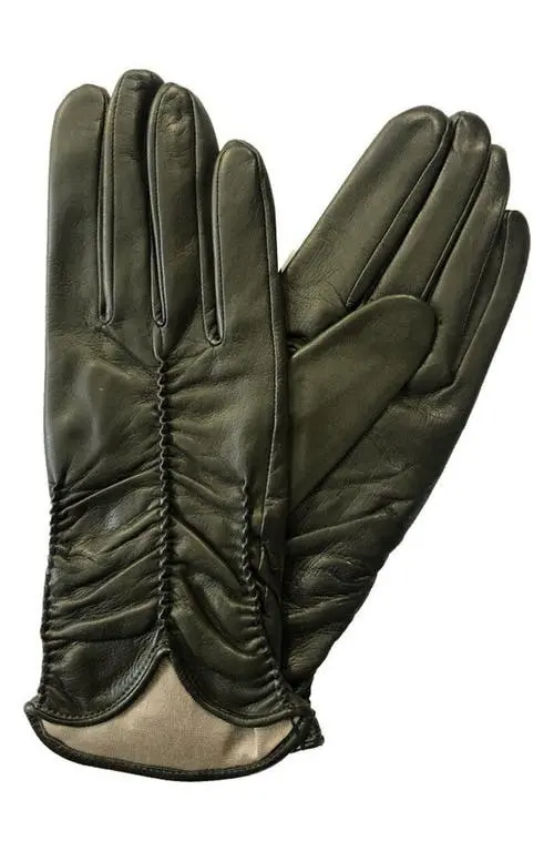 PAULA ROWAN Renee Ruched Gloves - Olive
