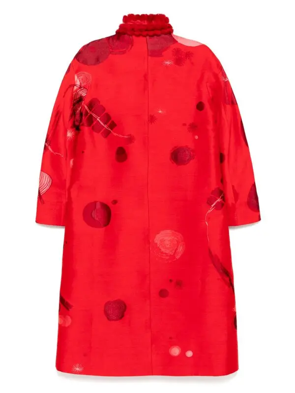 Shiatzy Chen Mink Fur-collar Jacquard Coat