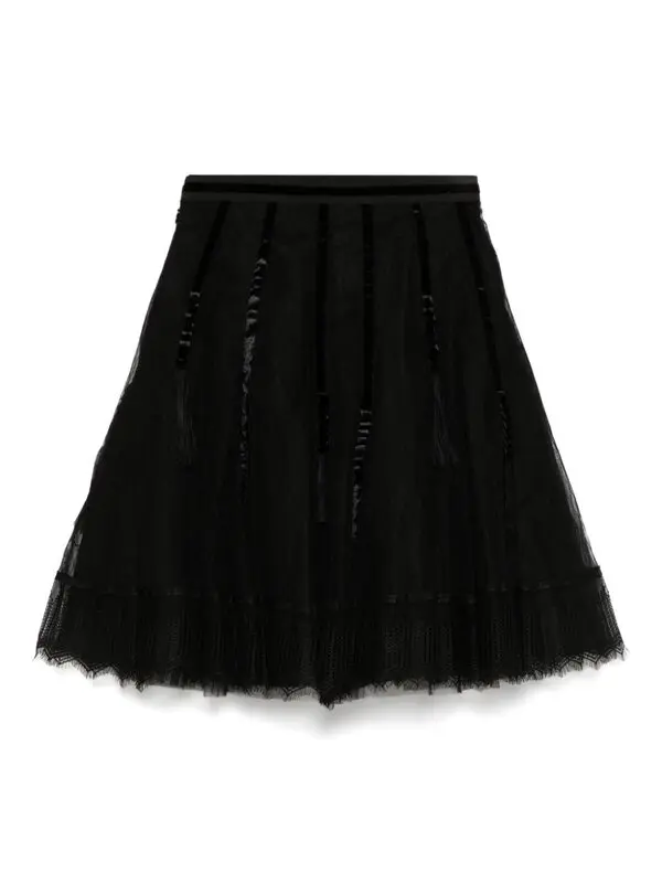 Shiatzy Chen Lace Mesh Skirt - Black