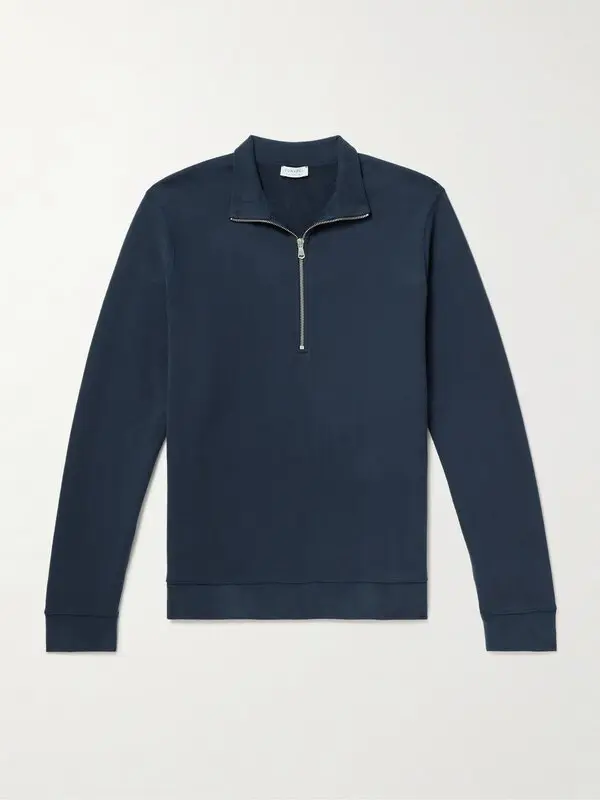 Sunspel Cotton-jersey Half-zip Sweatshirt