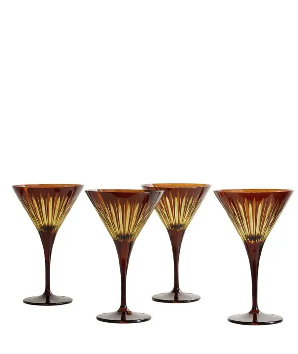 L'Objet Prism Set Of Four Martini Glasses - Brown
