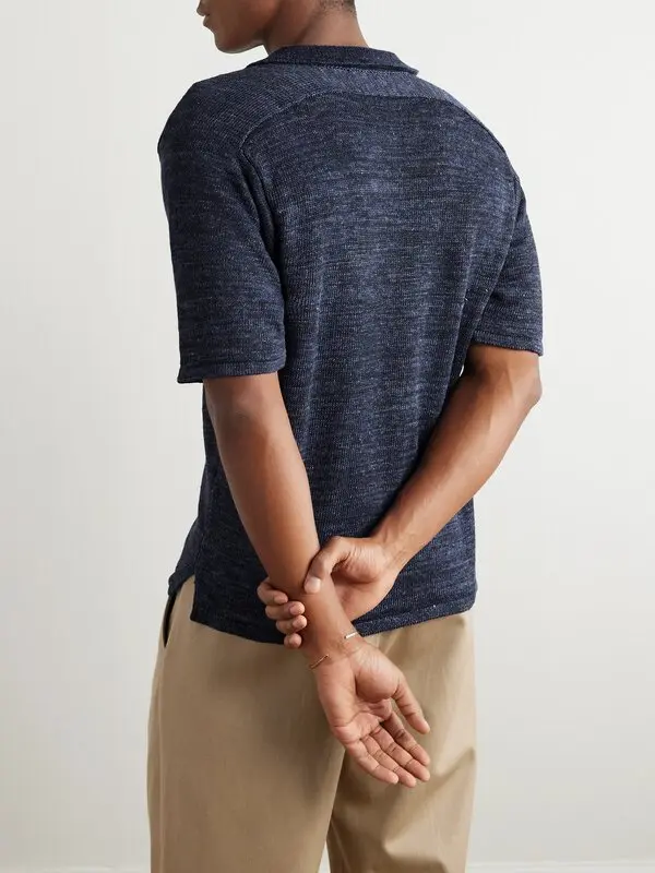 Inis Meáin Knitted Linen Polo Shirt