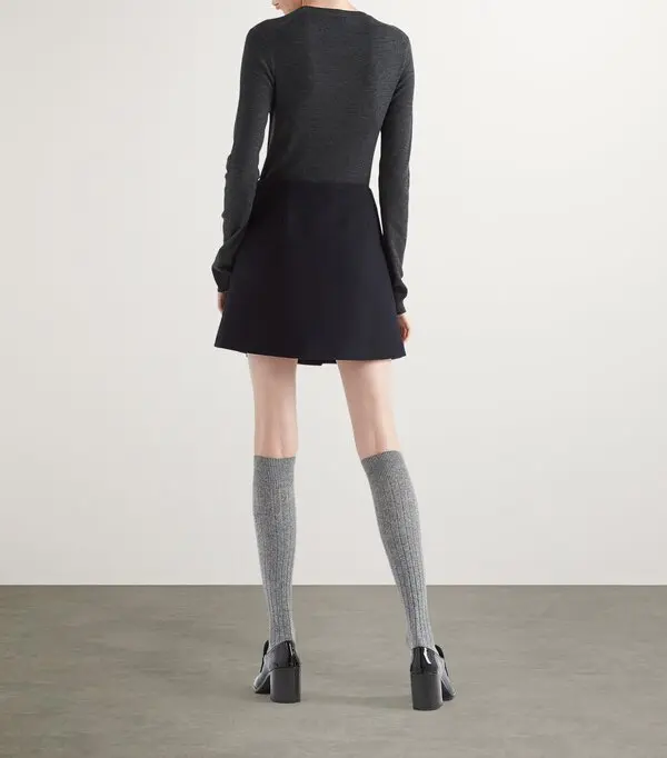 Prada Wool-blend Superfine Logo Sweater - Grey