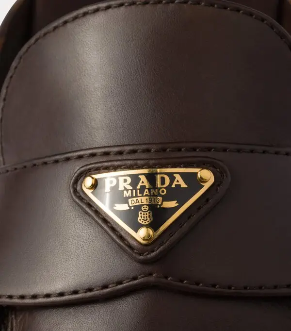 Prada Leather Slippers - Brown