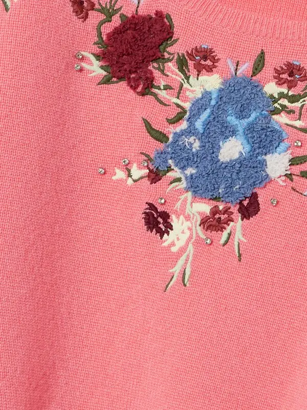 Rabanne Cropped Embroidered Wool And Cashmere-blend Top