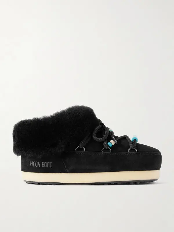 Moon Boot Evx Beaded Shearling Mules - Black
