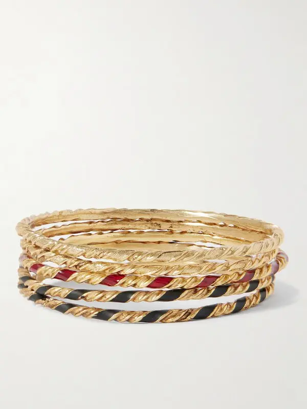 Maison Mayle Passerby Set Of Five -plated Bangles - Gold