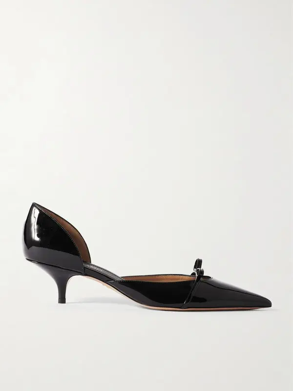 FERRAGAMO Gyoia Bow-embellished Patent-leather Pumps - Black