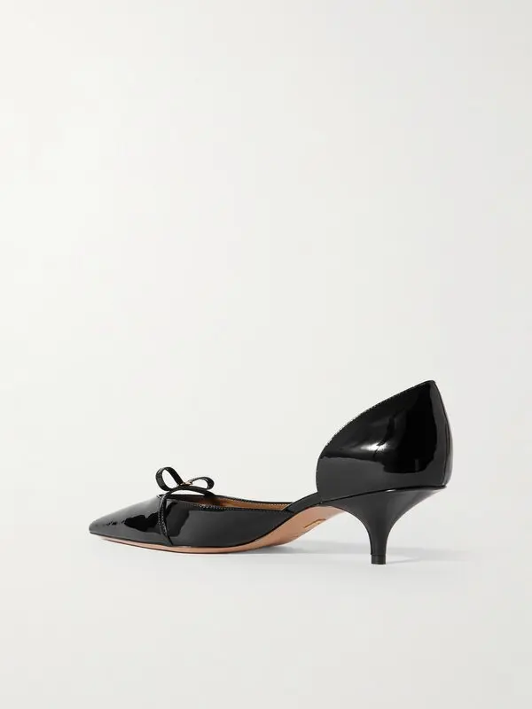 FERRAGAMO Gyoia Bow-embellished Patent-leather Pumps - Black