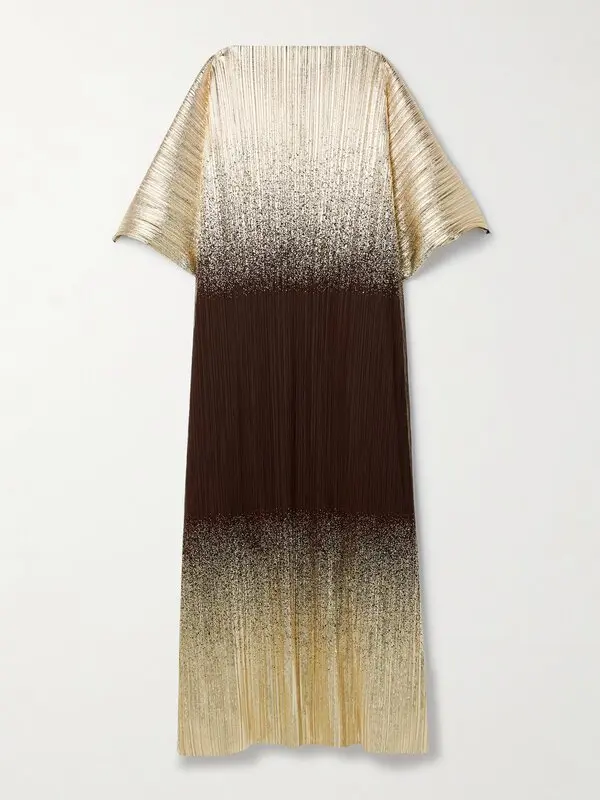 DIMA AYAD Cocoon Metallic Plissé-tulle Gown - Brown