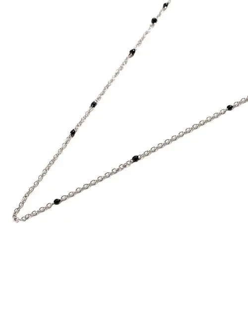 HOLLYWOOD SENSATION Black Onyx Beaded Necklace - Silver