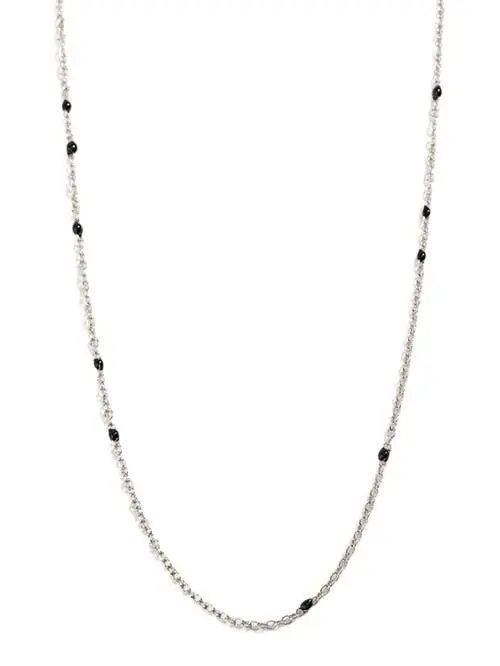 HOLLYWOOD SENSATION Black Onyx Beaded Necklace - Silver