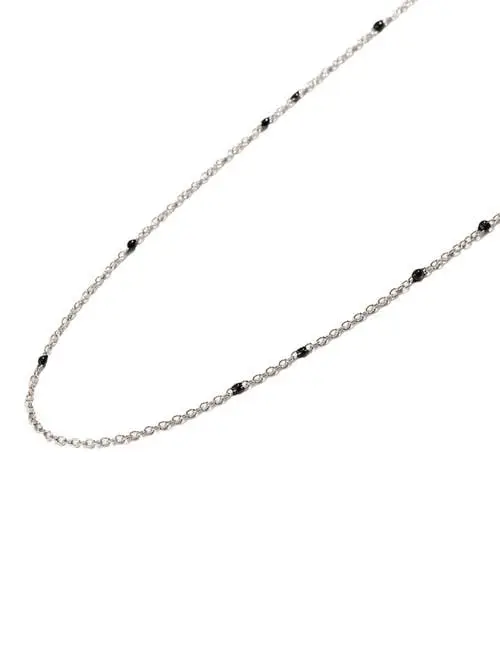 HOLLYWOOD SENSATION Black Onyx Beaded Necklace - Silver