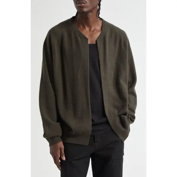 Frenckenberger Cashmere Bomber Cardigan - Black Olive