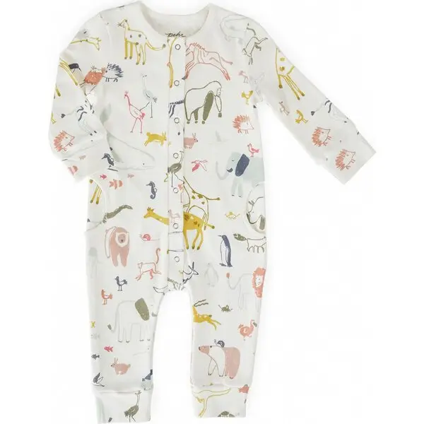 PEHR Print Long Sleeve Organic Cotton Placket Romper - Into The Wild