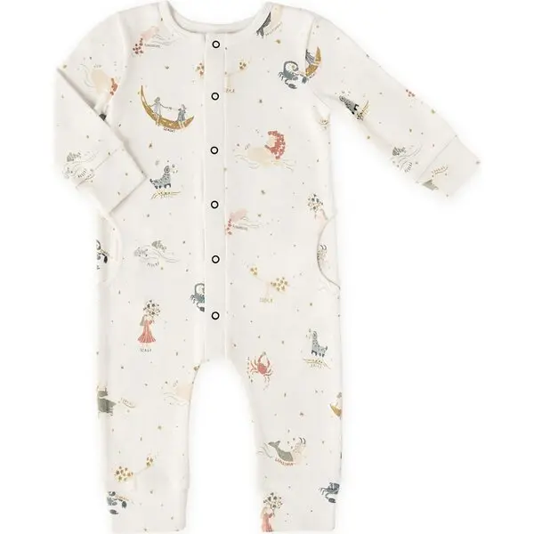 PEHR Print Long Sleeve Organic Cotton Placket Romper - Zodiac