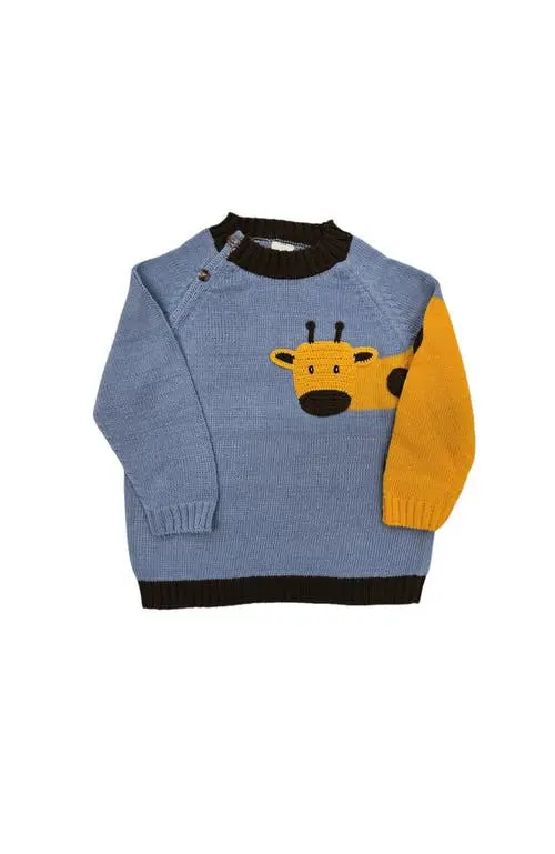 MELANGE COLLECTION Giraffe Motif Sweater